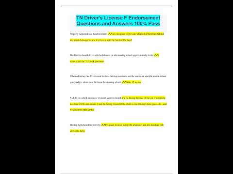 TN Driver’s License F Endorsement Questions and Answers 100% Pass