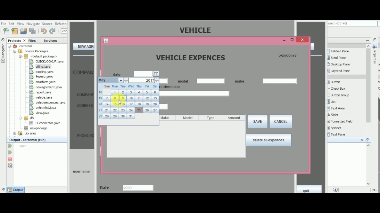 Java mini  Project  car rental Application