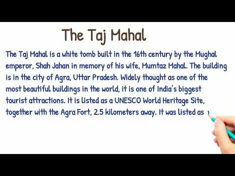 " The taj Mahal " essay in english / 10 lines english vocabulary