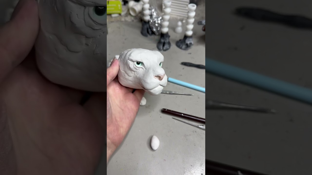 Sculpting a snow leopard head for an artdoll commission. #snowleopard #artdoll #artist #sculpting