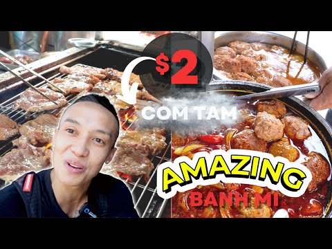 Tasty $2 Cơm tấm & THE BEST Bánh Mì Iv Ever Had | Vietnamese Street Food in Saigon