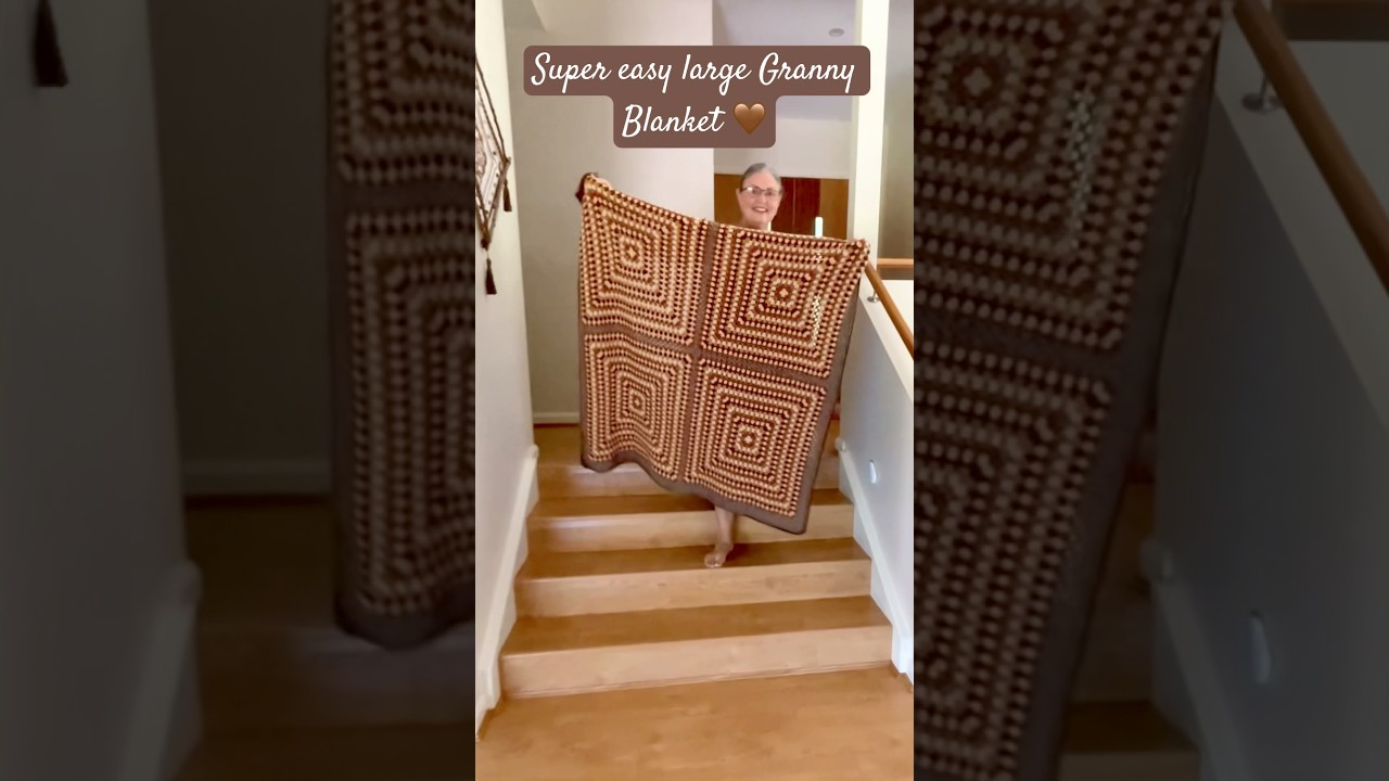 Super easy large Granny Blanket made from 4 Granny Squares, joined with JAYG & Bordered 🧡❤️🤎