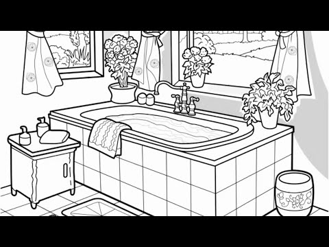 Relaxing Bath Time in a Cozy Countryside Bathroom Hey Color app Paint by Number Online #coloringbook