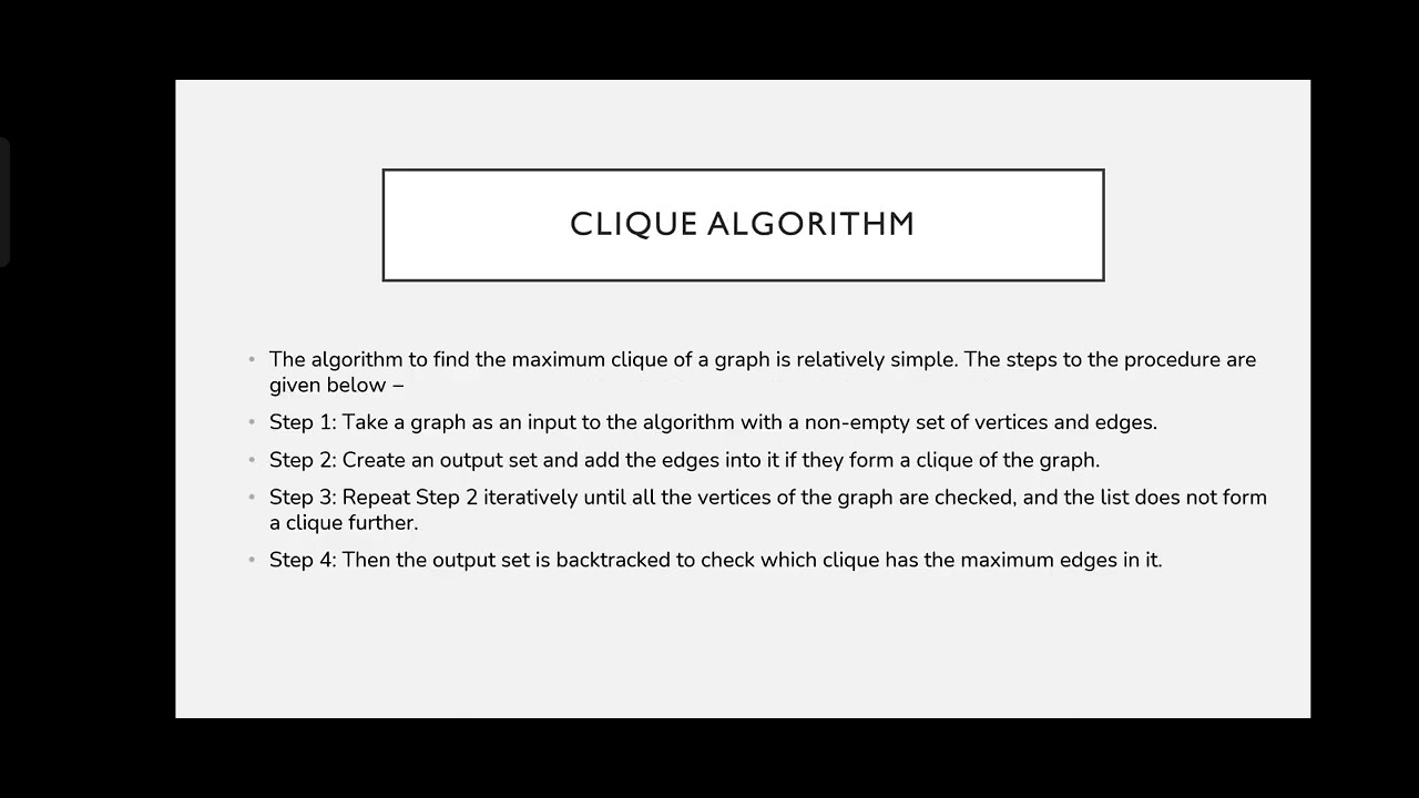 CLIQUE ALGORITHM (ALGORITHM ANALYSIS )