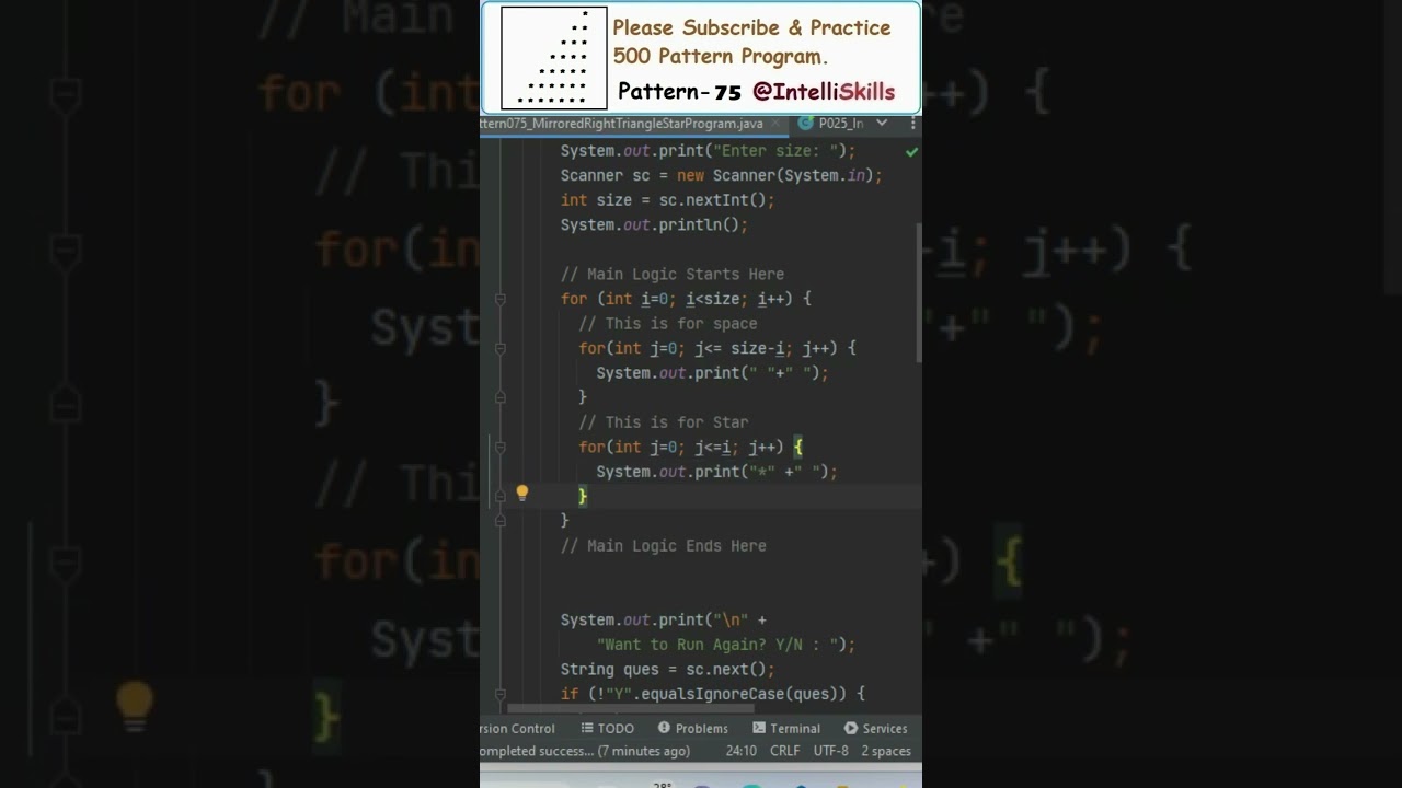 Java Pattern-75 | 500 Java Pattern Programs #shorts #java #coding #programming #trending #short
