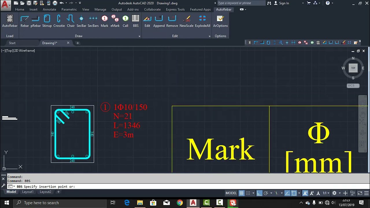 AutoRebar plugin for AutoCad 2020