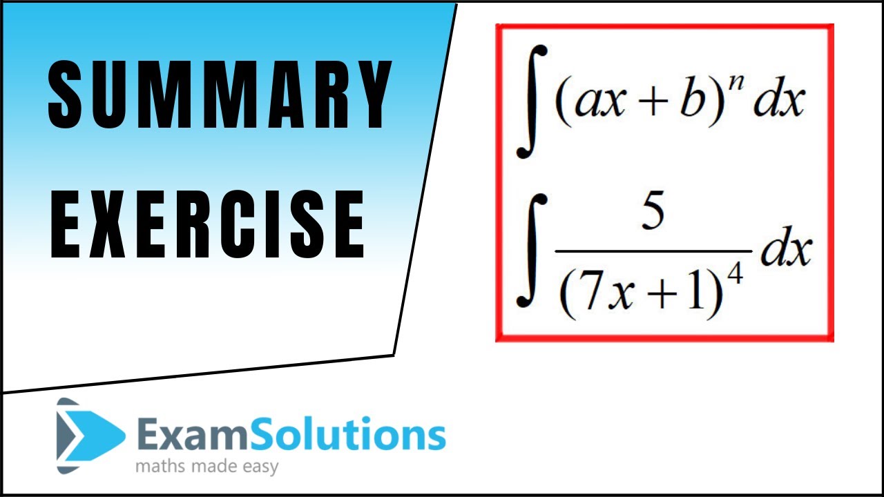 Integration : (ax+b)ⁿ type functions - Examples to try : ExamSolutions