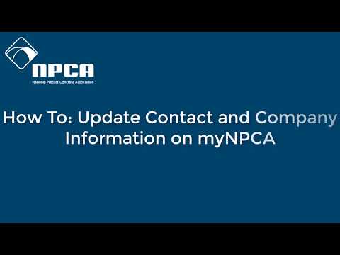 myNPCA Tutorial: Updating Contact and Company Information