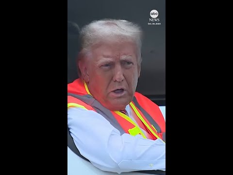 Trump rides in garbage truck to draw attention to Biden’s remarks