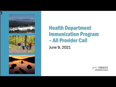 Health Department Immunization Program All Provider Call