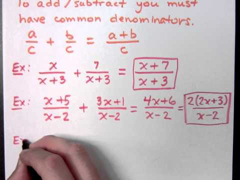 Intro to Adding and Subtracting Rational Expressions - Expii