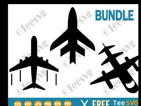 FREE Airplane Clipart Silhouette Bundle PNG JPG SVG Vector - Black Plane Clip art - Aeroplane