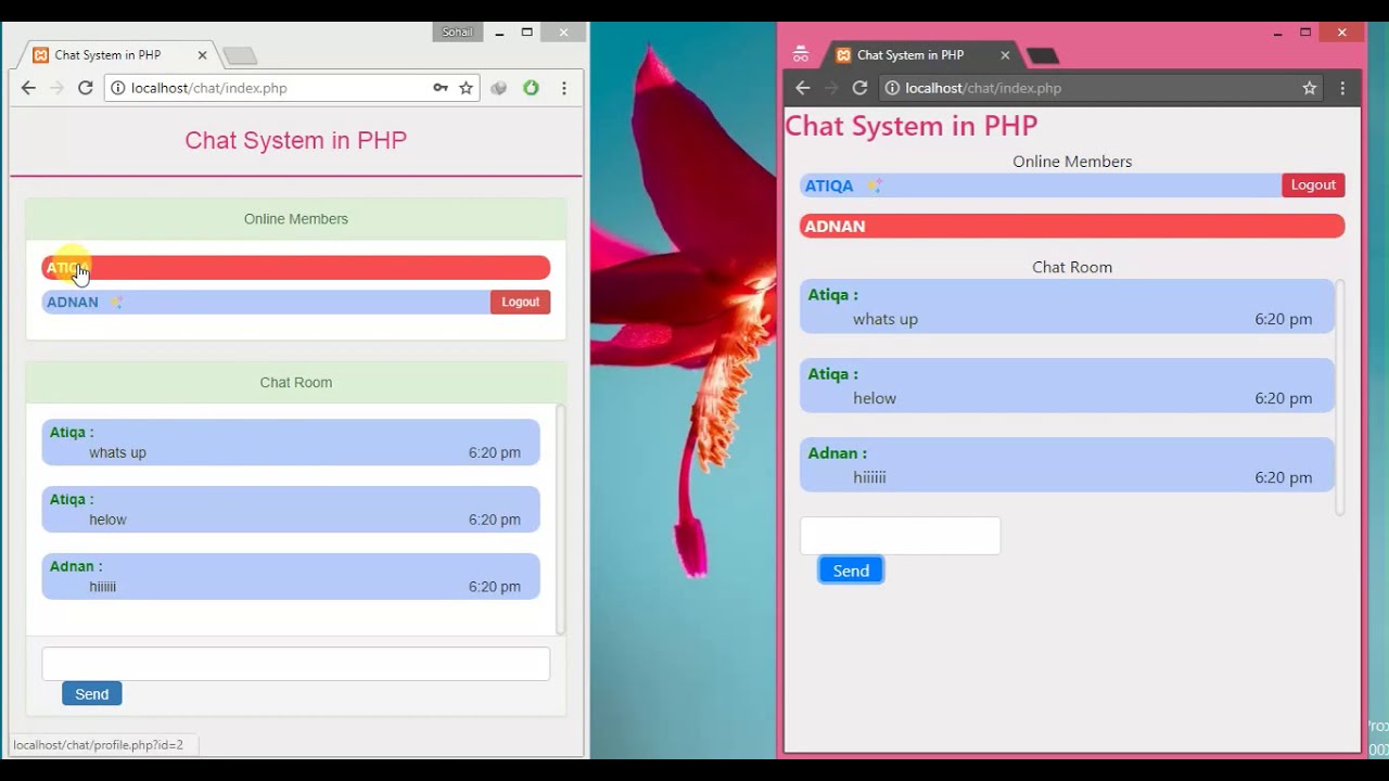 Chat System in PHP,,,,,,MySQL,,,,,,,,,Ajax.......Free Download Source Code
