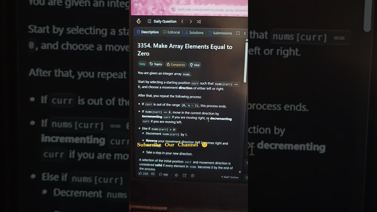 Leetcode 3354 🔥 Make Array Elements Equal to Zero | Daily Coding Challenge | Java C++ Python |#Short