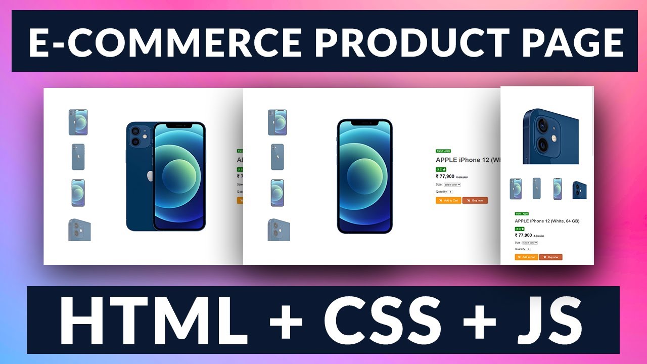 Dynamic Ecommerce Product Page Using HTML CSS JAVASCRIPT - Mobile Responsive - Hindi