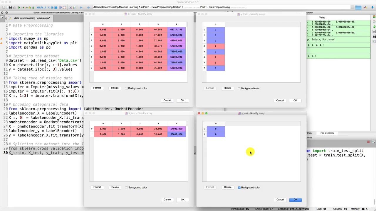 Splitting the Dataset into the Training set and Test set