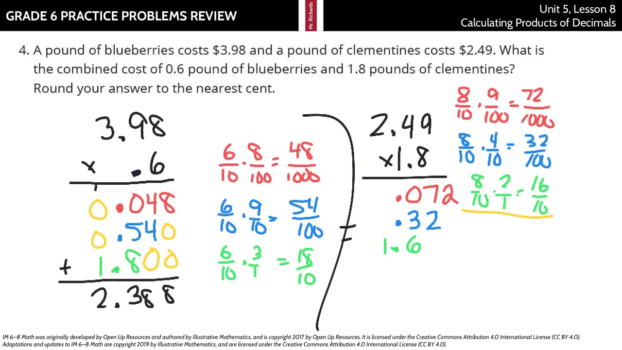 Grade 6, Unit 5, Lesson 8 Practice Problems