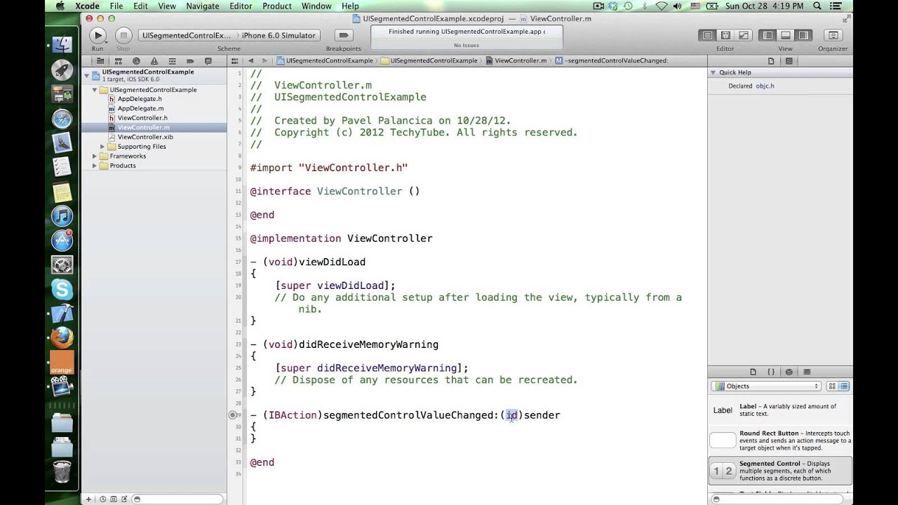 Working with UISegmentedControl class in iOS