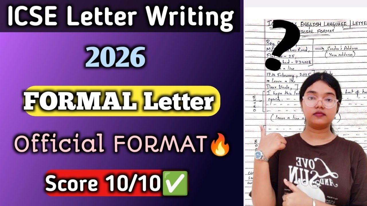 ICSE 2026 English Language: Formal Letter Official FORMAT 🔥 | Letter Writing | Score 10/10