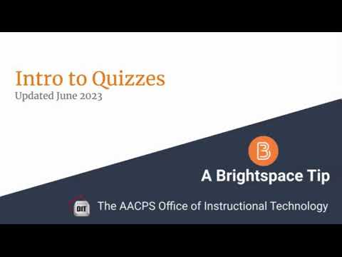 Intro to Brightspace Quizzes
