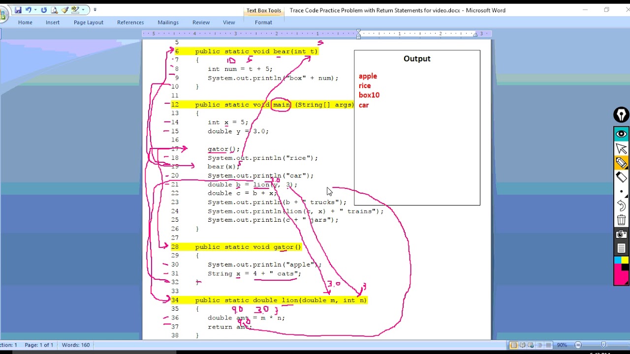 Ch  5 Trace Code Methods with return review problem