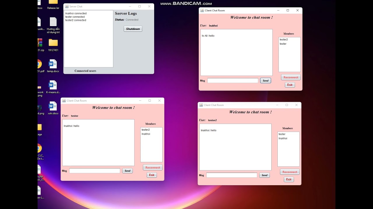 Java Swing - Multithread + Socket Client-Server chat application - HCMUS