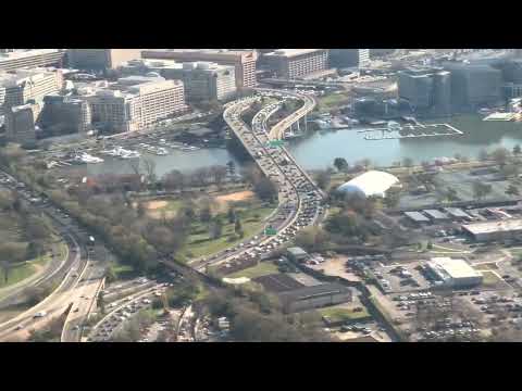 Takeoff from Reagan National Airport (DCA) with incredible views of US Capitol and Monuments