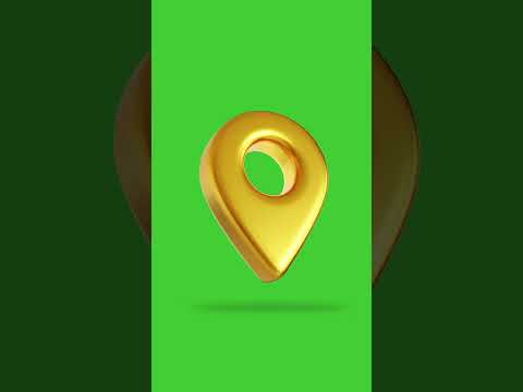 Golden Location Pin 3D Icon on Green Screen Background