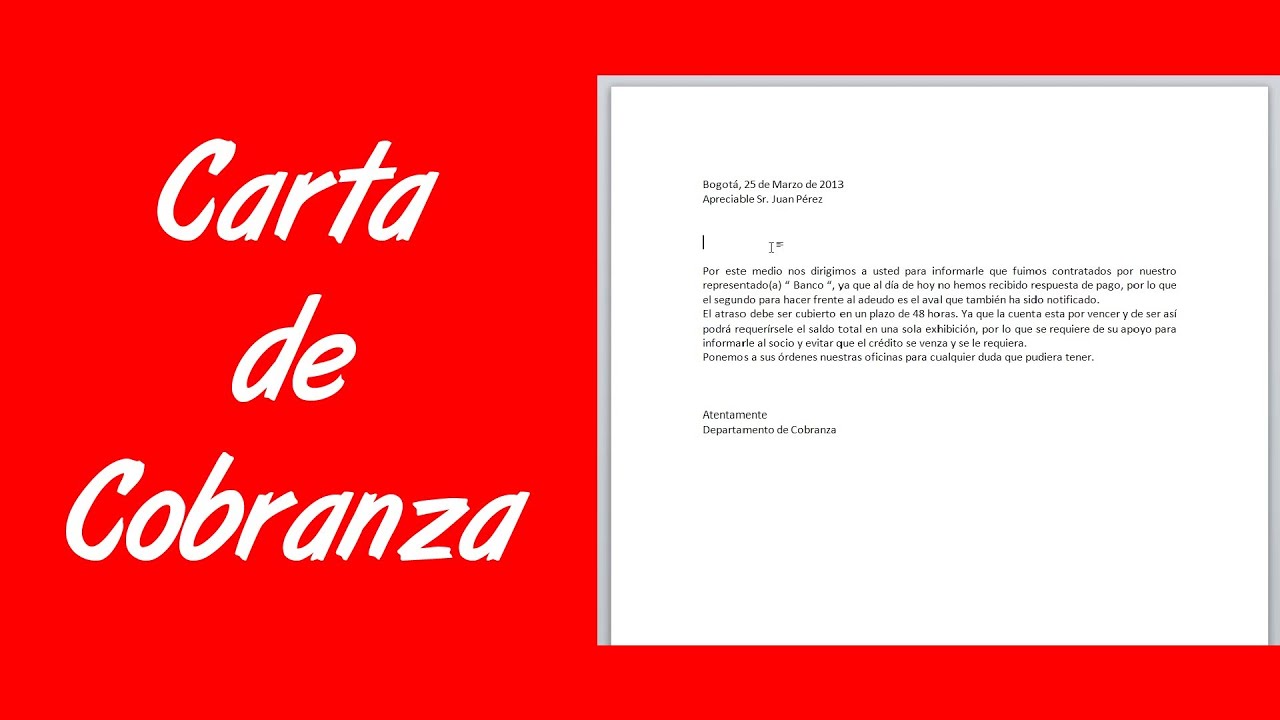 Como hacer una carta de cobranza