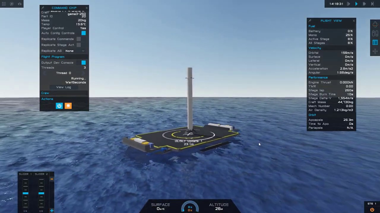 SimpleRockets 2 Falcon9 automatic landing (real size version) Vizzy program test