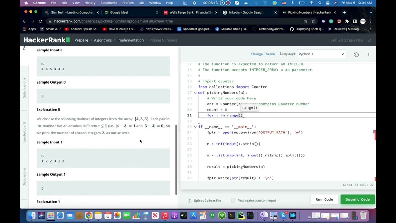 Easy way to Picking Numbers Hacker Rank solution in Python