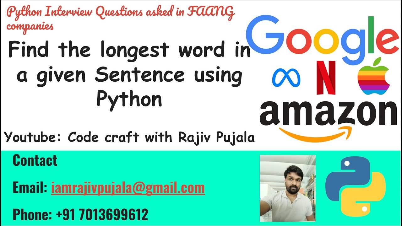 11. Find the Longest Word in a Given Sentence using Python