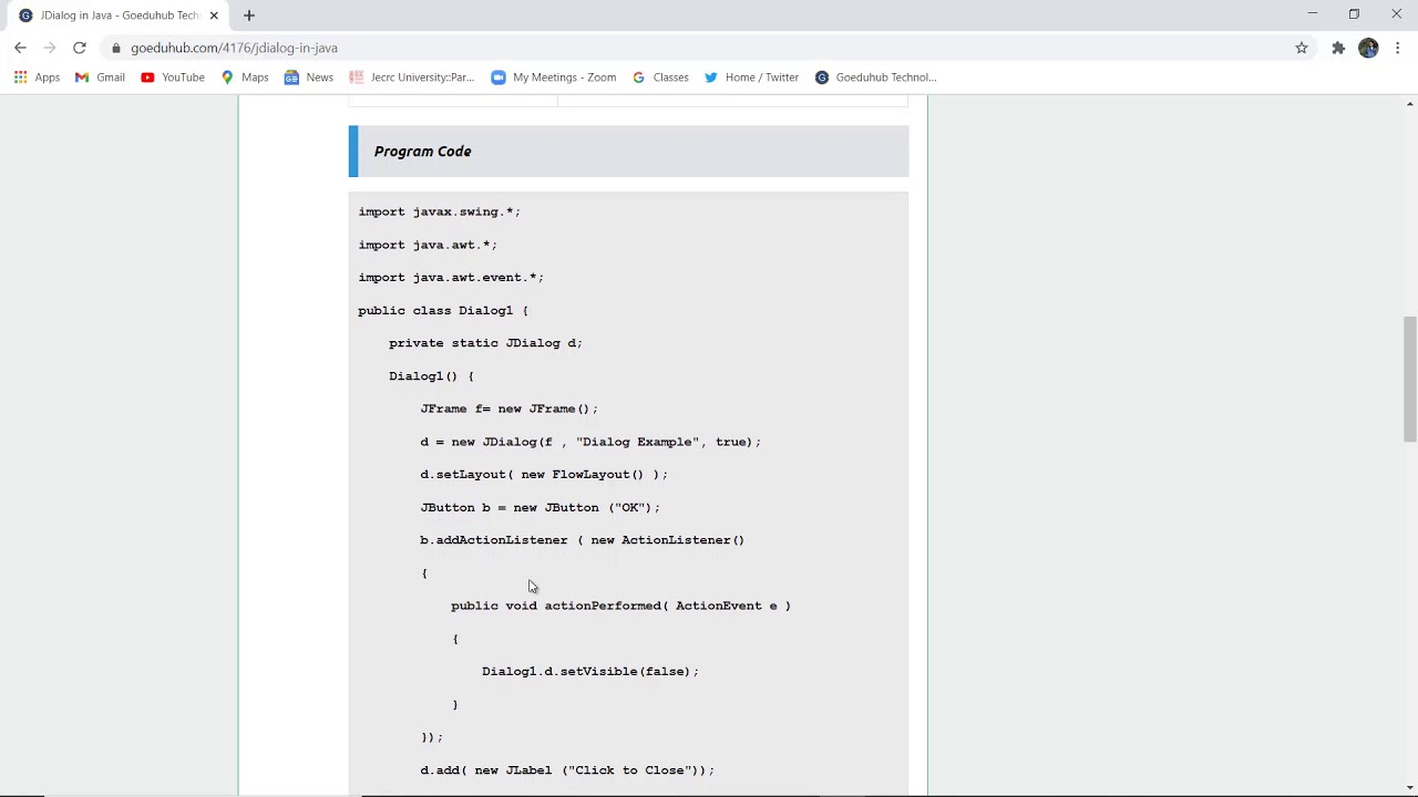 JDialog in Java | Commonly used Constructors