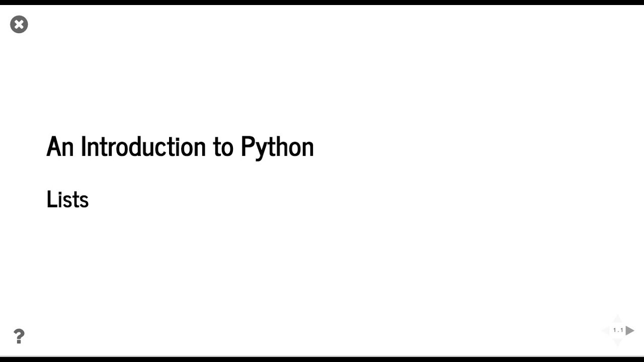 An Introduction to Python: Lists