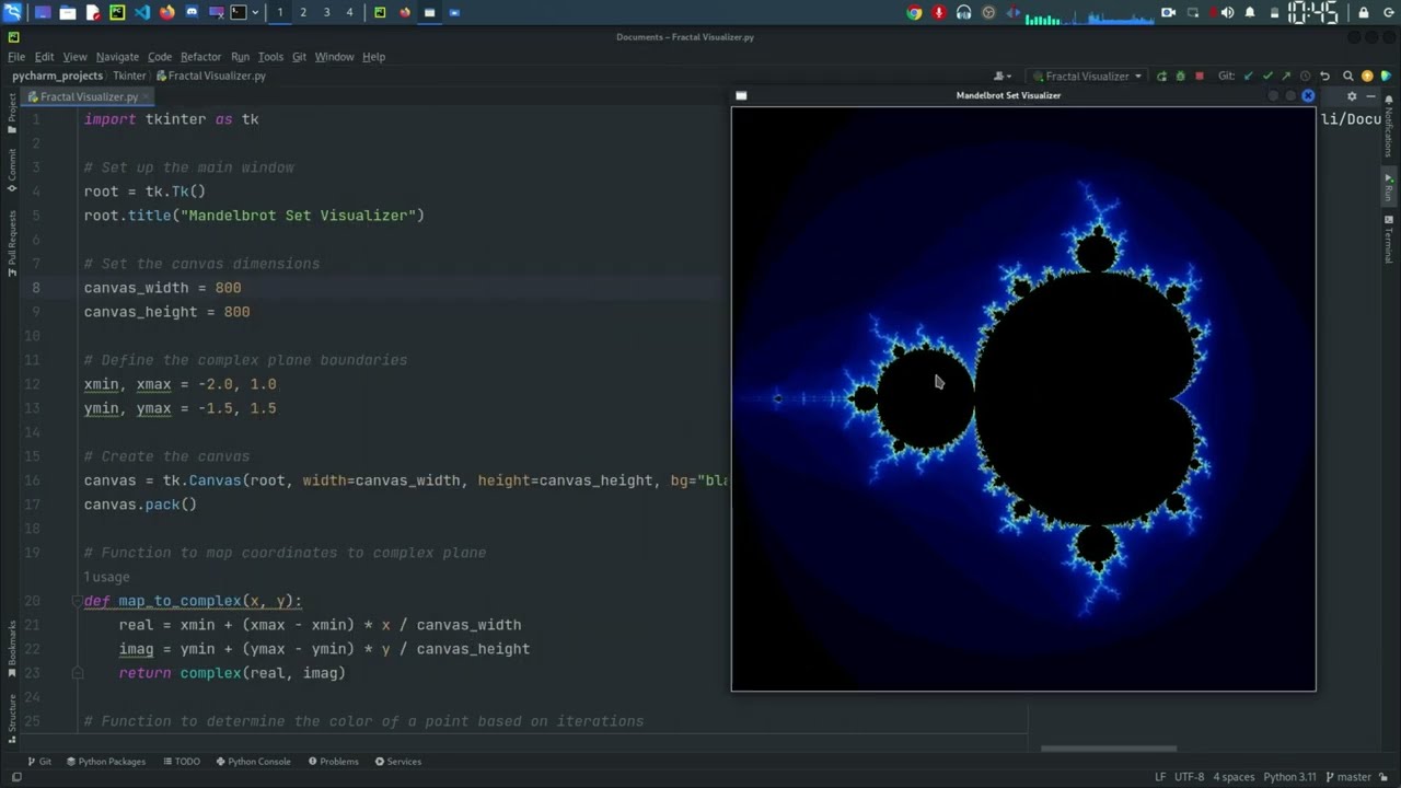Python program || Creating a Fractal Visualizer with Python Tkinter