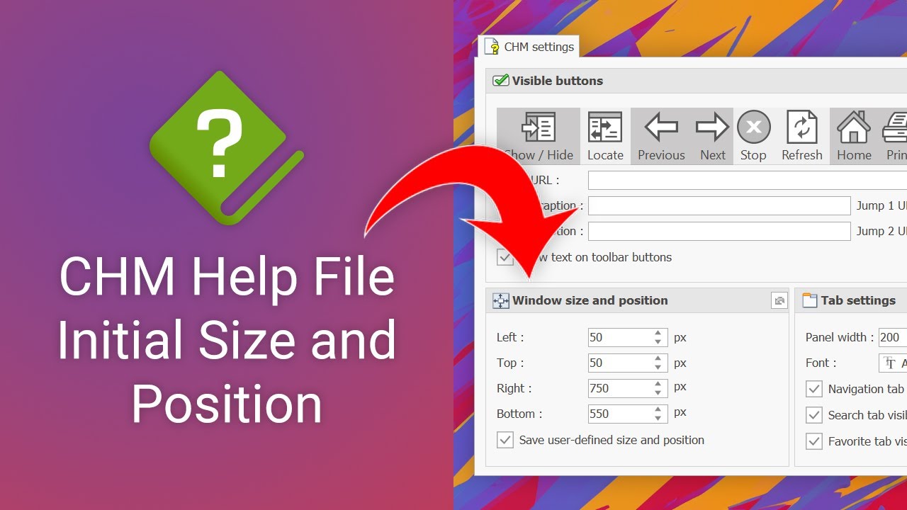 How to Customize the Initial Position and Size of CHM Help Files