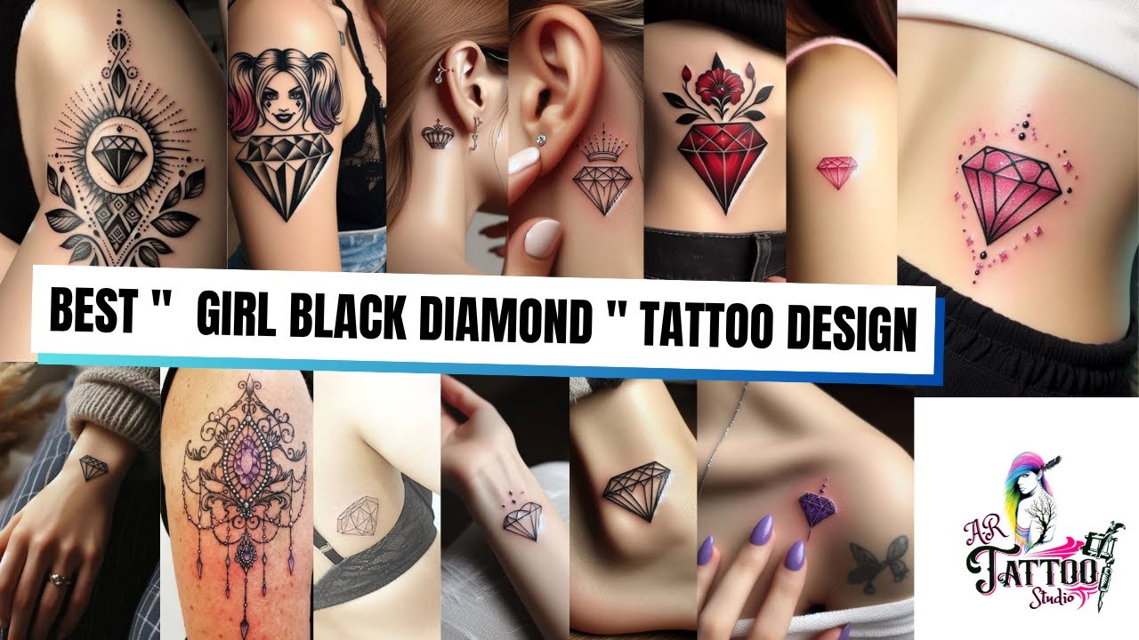 Black Diamond Tattoo Ideas for Girls 2025 | Stylish Girl Tattoo Inspiration | Trendy Diamond Tattoos