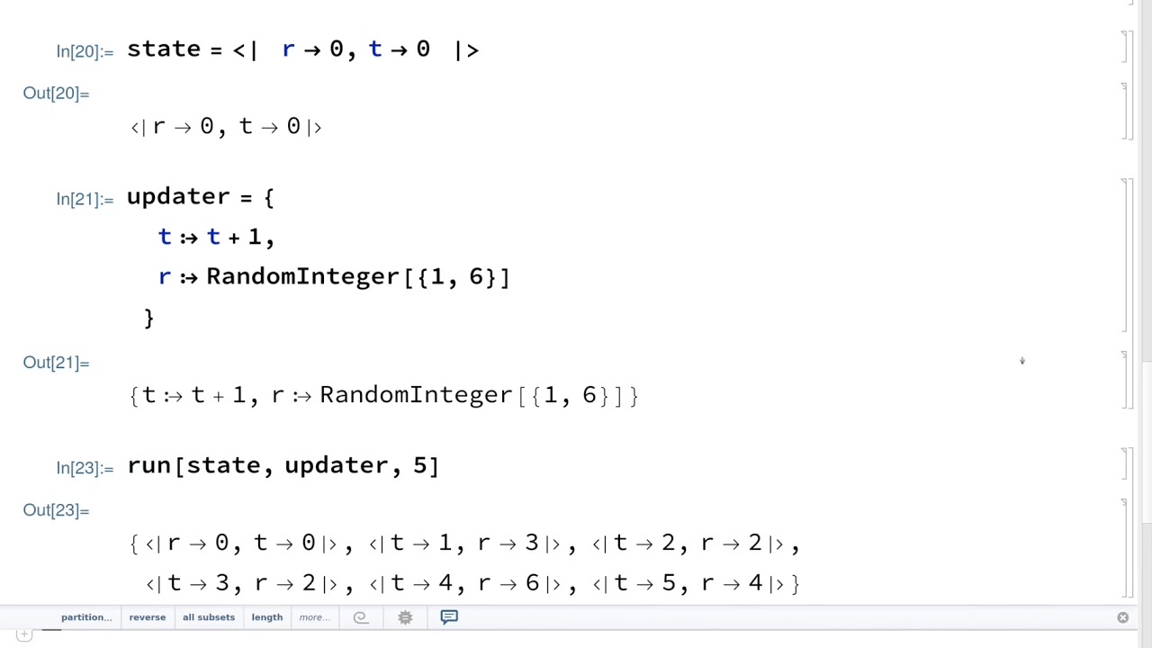 Simulations using Mathematica