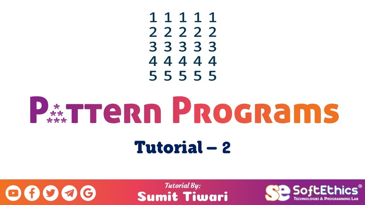Pattern Programs Tutorial: Part 2 - Number Pattern