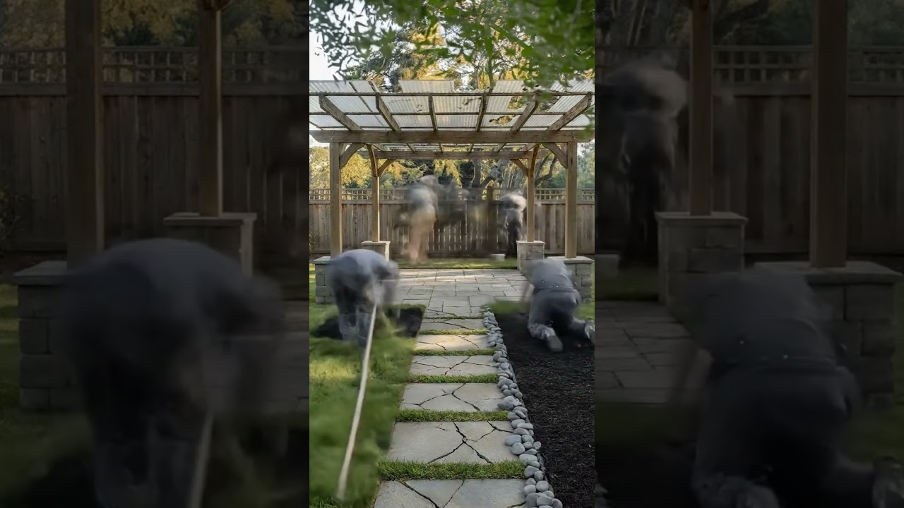 This backyard transformation is absolutely insane #beforeandafter #construction #outdoor