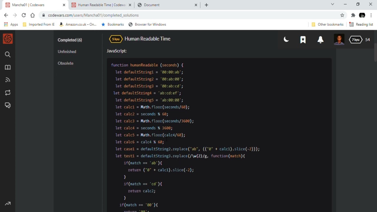 Kata 5 on Codewars: Human Readable Time (Javascript)