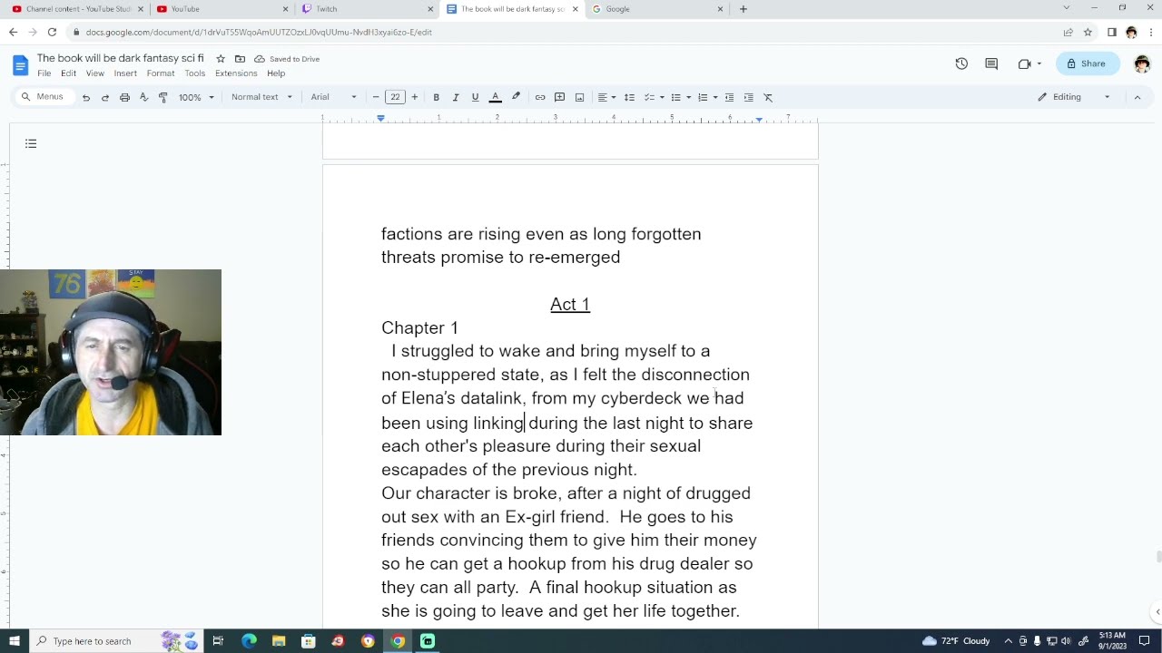 Writing a Book Live, Chapter 1 Rough Draft, Discovery Writing, Episode 5