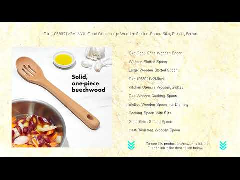 Oxo 1058021V2MLNYK Good Grips Large Wooden Slotted Spoon Slits, Plastic, Brown