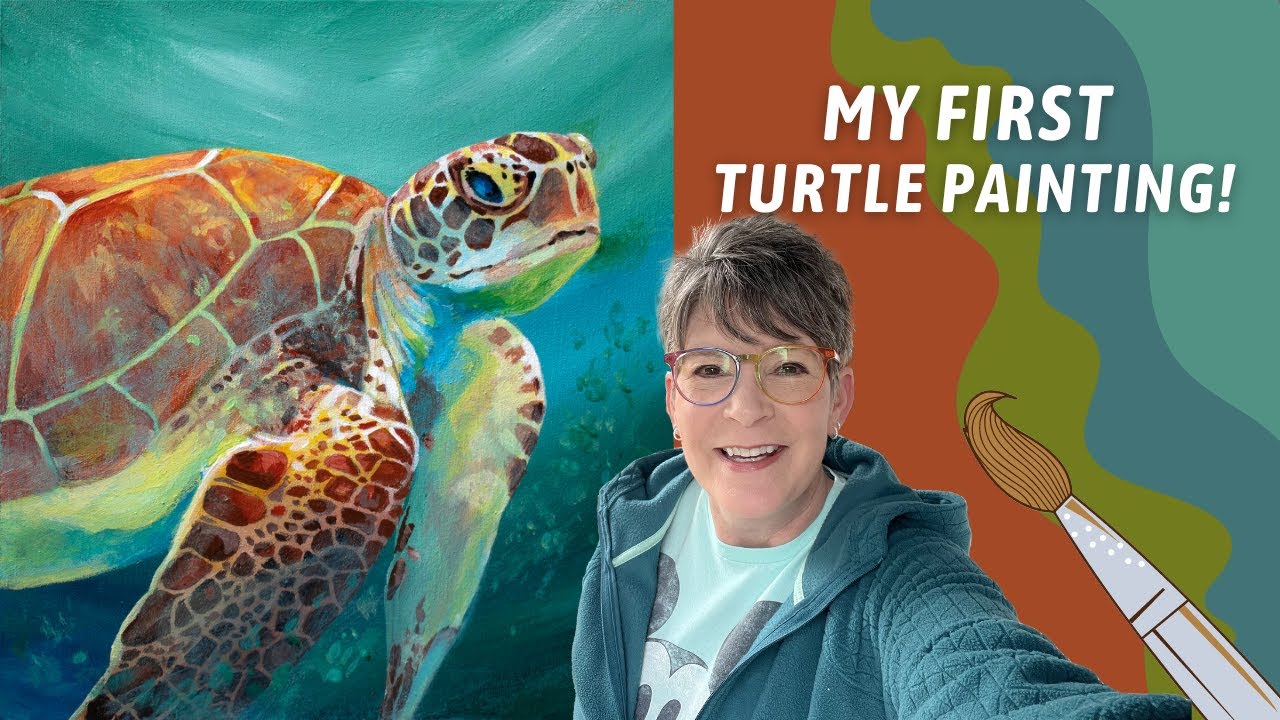 Sea Turtle ACRYLIC Painting! Traceable AVAILABLE! Painting Under Water! By: Annie Troe