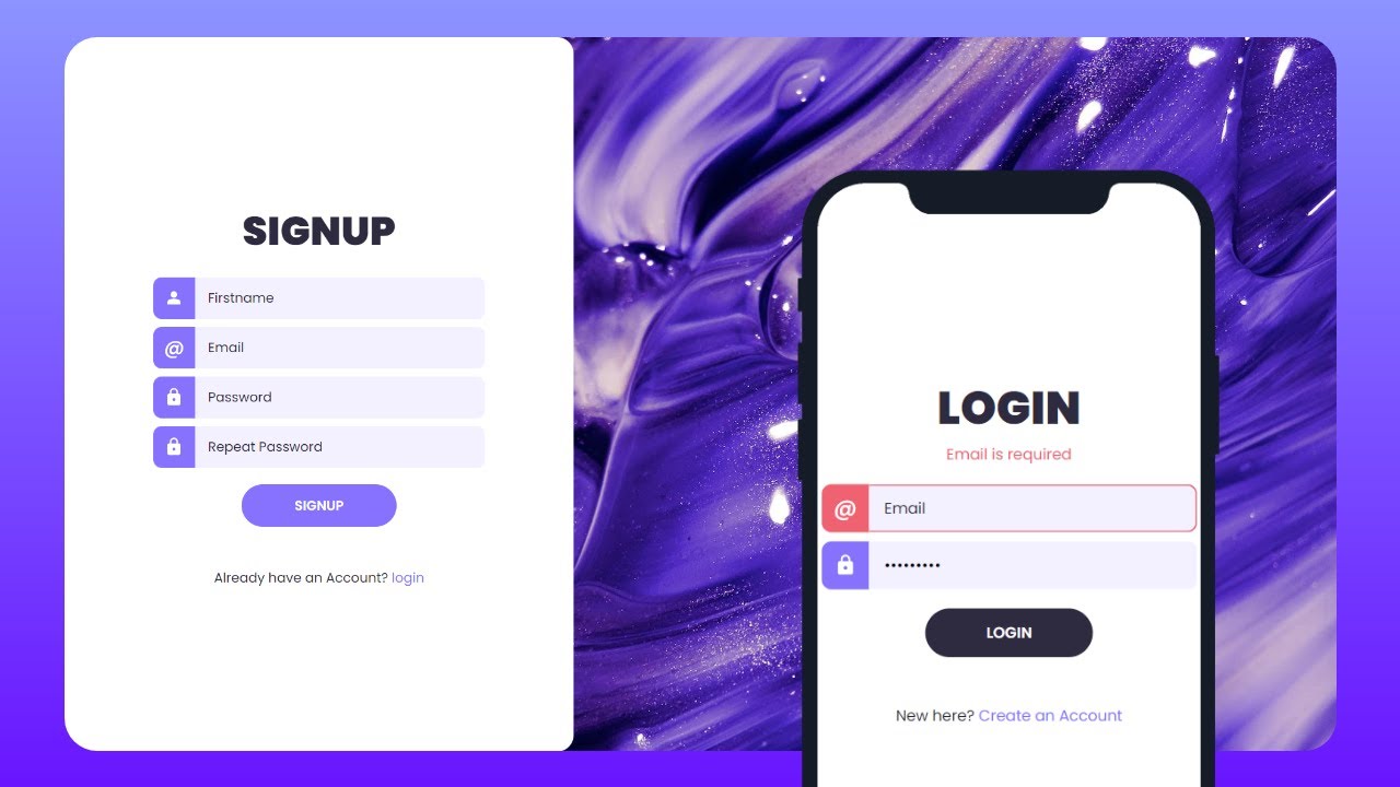 Login & Signup with HTML, CSS, JavaScript (form validation)