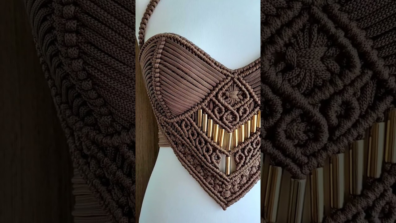 Macrame corset based on tutorial @tulucrame on Instagram #handmade #macramedress #macrametop