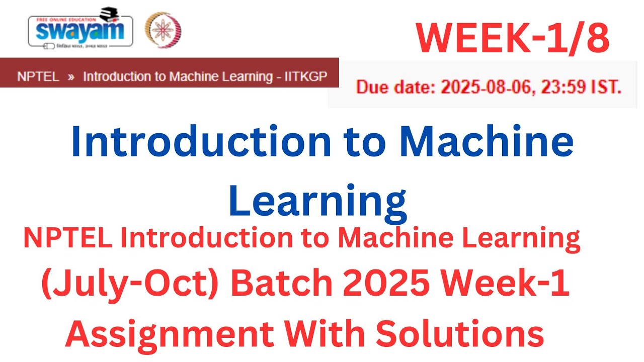 Introduction to Machine Learning Week 1 Assignment 1 answer solution July 2025 NPTEL Swayam