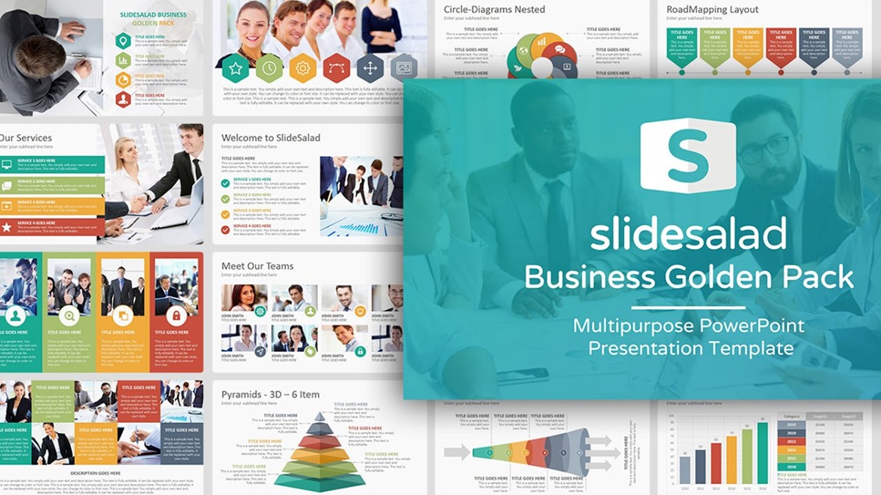 Best Multipurpose PowerPoint Presentation Templates - SlideSalad Business Golden Pack