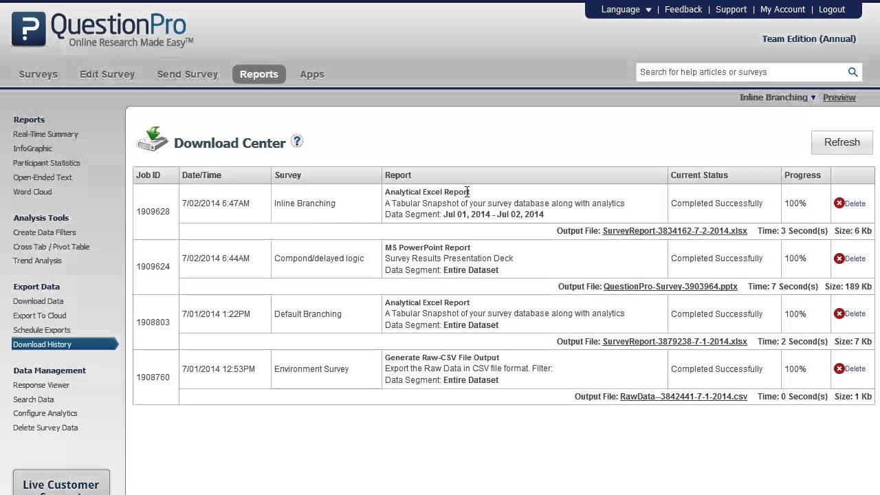 How to access all downloaded files in QuestionPro
