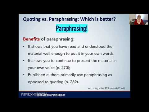 How to correctly quote and paraphrase (APA, 7th ed.)